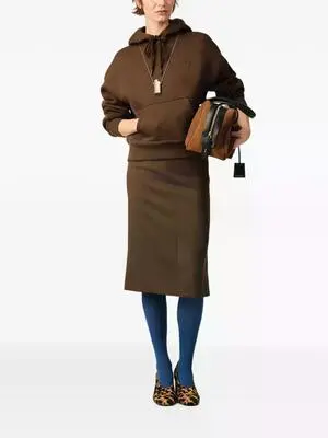 AMI Paris Pencil Belted Wool Skirt