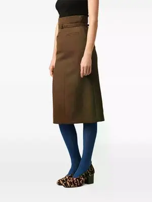 AMI Paris Pencil Belted Wool Skirt