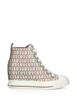 Guess Monogram-print Lace-up Sneakers - Neutrals