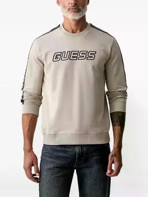 Guess Logo-print Tape-detail Sweatshirt - Neutrals