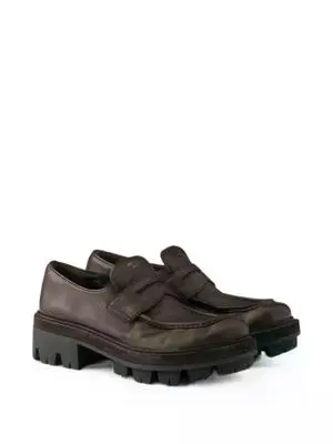 Prada Leather Loafers - Brown
