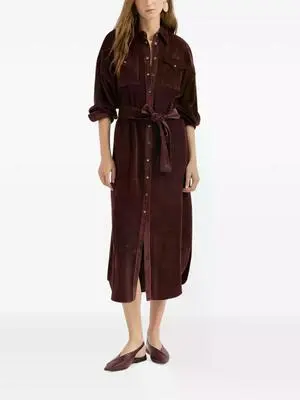 Brunello Cucinelli Fluid Corduroy Shirt Dress With Detachable Tie