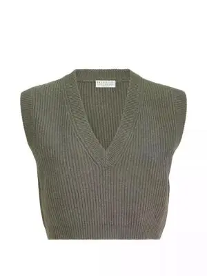 Brunello Cucinelli Cashmere Rib-knit Sweater Vest - Green