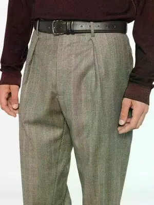 BERWICH Check-pattern Pleated Wool Trousers