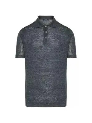 BARBA NAPOLI Short-sleeve Knit Polo Shirt - Grey