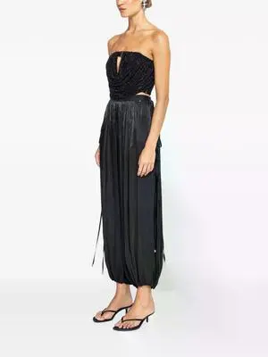 NISSA Crystal Embellished Tulle Crop Top