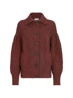 Brunello Cucinelli Cashmere Feather-yarn Heritage Cable Cardigan