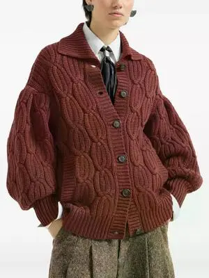 Brunello Cucinelli Cashmere Feather-yarn Heritage Cable Cardigan