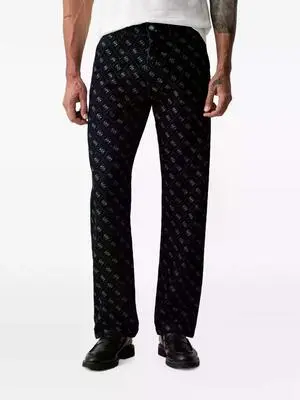 Guess Damon Monogram-print Logo-patch Jeans