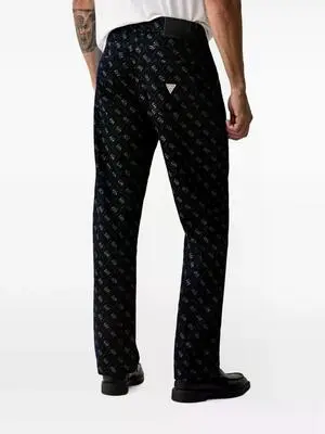 Guess Damon Monogram-print Logo-patch Jeans
