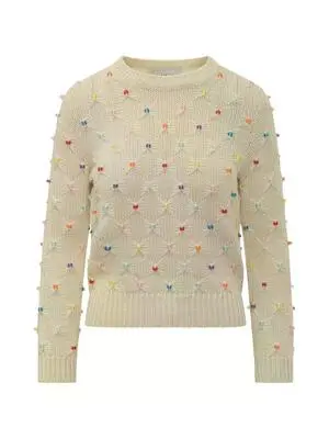 MARANT ETOILE Priyanka Bead-embellished Open-knit Sweater - Neutrals