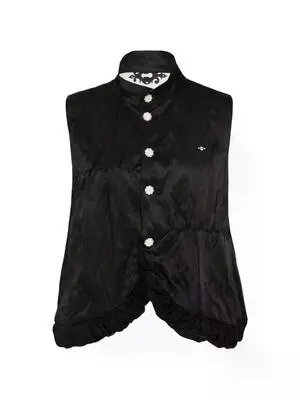 RENLI SU Curved-hem Floral-button Vest