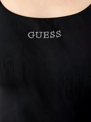 Guess Rhinestone-logo Scoop-neck Mini Dress