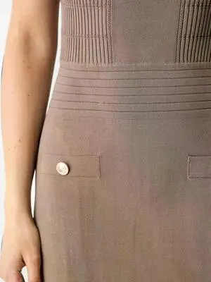 Guess Button-detail Ribbed-knit Mini Dress