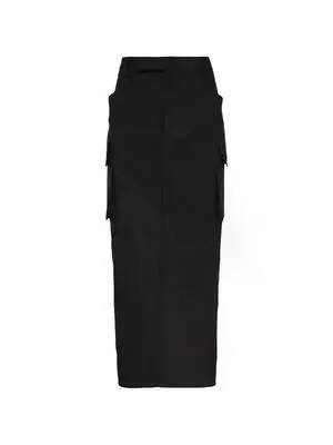 Rick Owens Firbanks Grain De Poudre Midi Skirt - Black