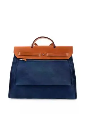 Hermès Herbag Zip Leather And Toile 39 Satchel
