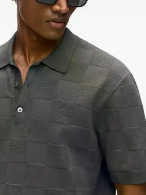 Karl Lagerfeld Monogram Checked Polo Shirt