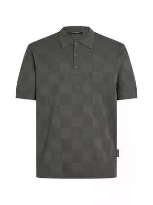 Karl Lagerfeld Monogram Checked Polo Shirt - Grey
