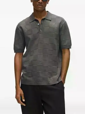 Karl Lagerfeld Monogram Checked Polo Shirt