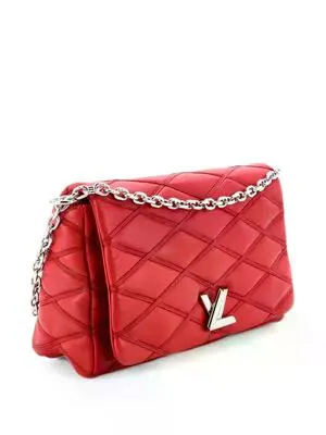 LOUIS VUITTON Go-14 Handbag Malletage Leather Mm Shoulder Bag - Red