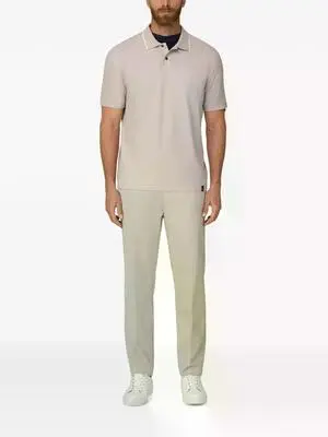 Boggi Milano Polo In Stretch Cotton Blend Piqué Cool Jade-fresh - Neutrals