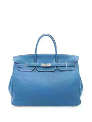 Hermès 2000s Birkin 40 Verso Tote Bag Blue