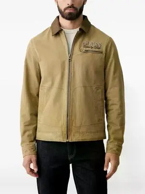 Guess Logo-embroidered Jacket - Neutrals