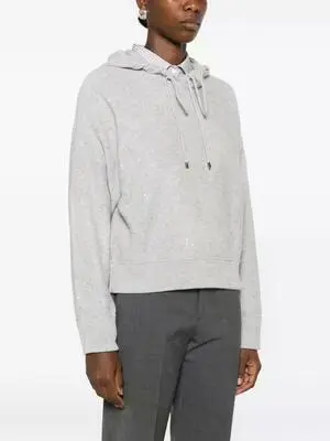 Antonelli Firenze Sequin-embellished Drawstring Hoodie - Grey