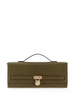 Michael Kors Medium Hamilton Moderne Leather Clutch Bag - Green