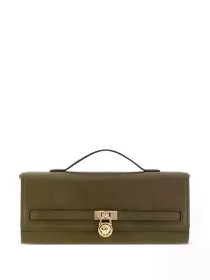 Michael Kors Medium Hamilton Moderne Leather Clutch Bag - Green