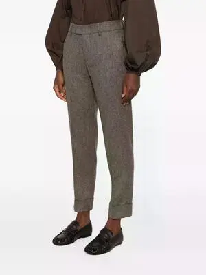 BERWICH Herringbone-pattern Wool Trousers