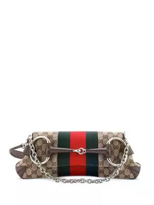 Gucci Horsebit Nm Web Chain Clutch Gg Canvas Medium Shoulder Bag