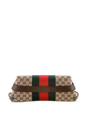 Gucci Horsebit Nm Web Chain Clutch Gg Canvas Medium Shoulder Bag
