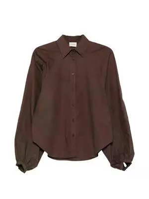 Closed Balloon-sleeve Shirt Brown