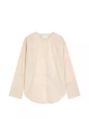 3.1 Phillip Lim Collarless Panelled Frayed-edge Shirt - Neutrals