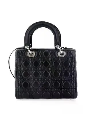 Dior Lady Bag Cannage Quilt Lambskin Medium Satchel - Black
