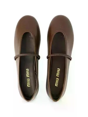 Miu Miu Elasticated-strap Leather Ballet Flats