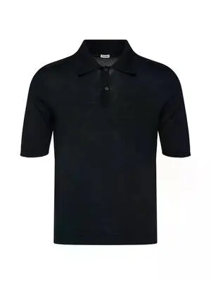 JIL SANDER Short-sleeve Knitted Polo Shirt - Black