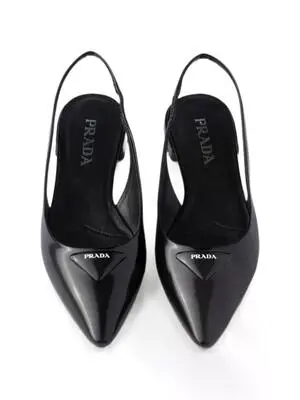 Prada Brushed Leather Ballerina Slingbacks