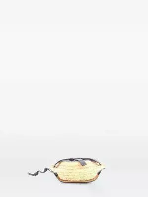 Loewe Gate Leather Shoulder Leather With Raffia Mini Crossbody Bag - Black