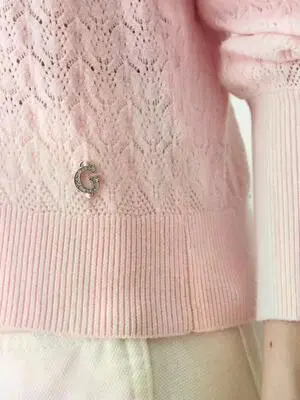 Guess Pointelle-knit Flower-button Cardigan