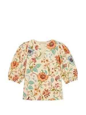 Ulla Johnson Florielle Floral-print Blouse Neutrals