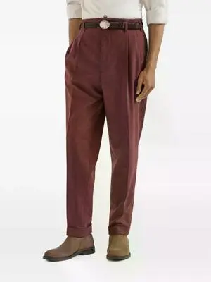 Brunello Cucinelli Virgin Wool And Cashmere Double Pleat Trousers - Red