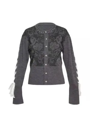 RENLI SU Lace-panel Lace-up Cardigan