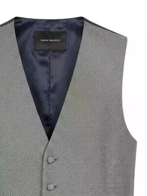 RAMON SANJURJO Geometric-pattern Single-breasted Waistcoat - Blue