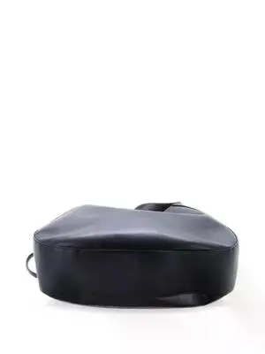 Prada Triangle Logo Curved City Calf Large Hobo Bag - Black