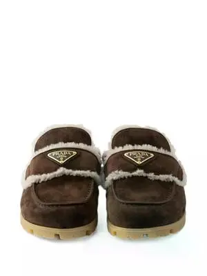 Prada Suede And Shearling Mules