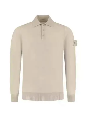 Stone Island Logo-patch Long-sleeve Polo Shirt - Neutrals