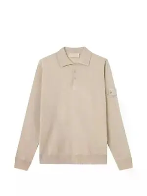 Stone Island Logo-patch Long-sleeve Polo Shirt - Neutrals