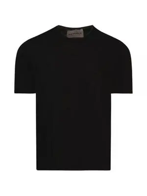 AMARANTO Linen Short-sleeve Sweater - Black